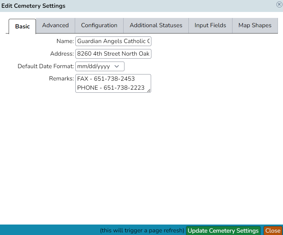 Customize Your Cemetery Software Experience with the Edit Cemetery Tool